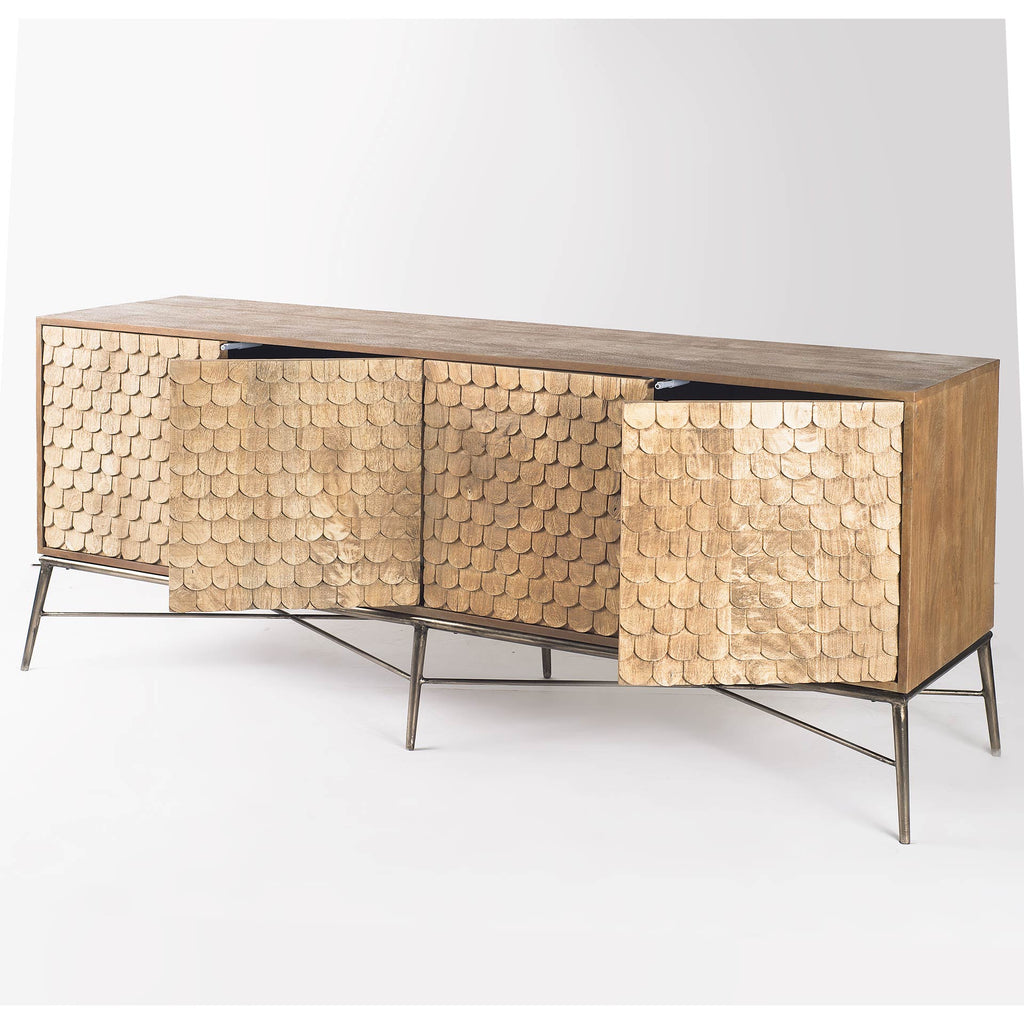 Wood Scalloped Scandinavian Modern Sideboard - CENTURIA